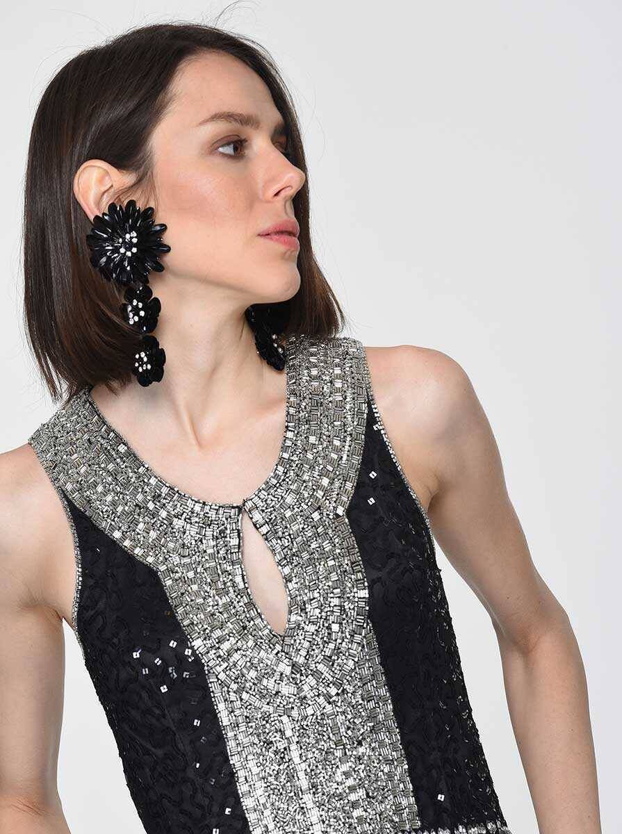 İşlemeli Gece Elbisesi Standart Renk - Roman