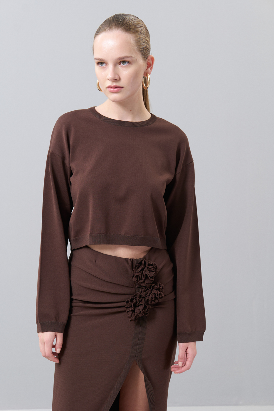 Triko Bluz Kahve - Roman